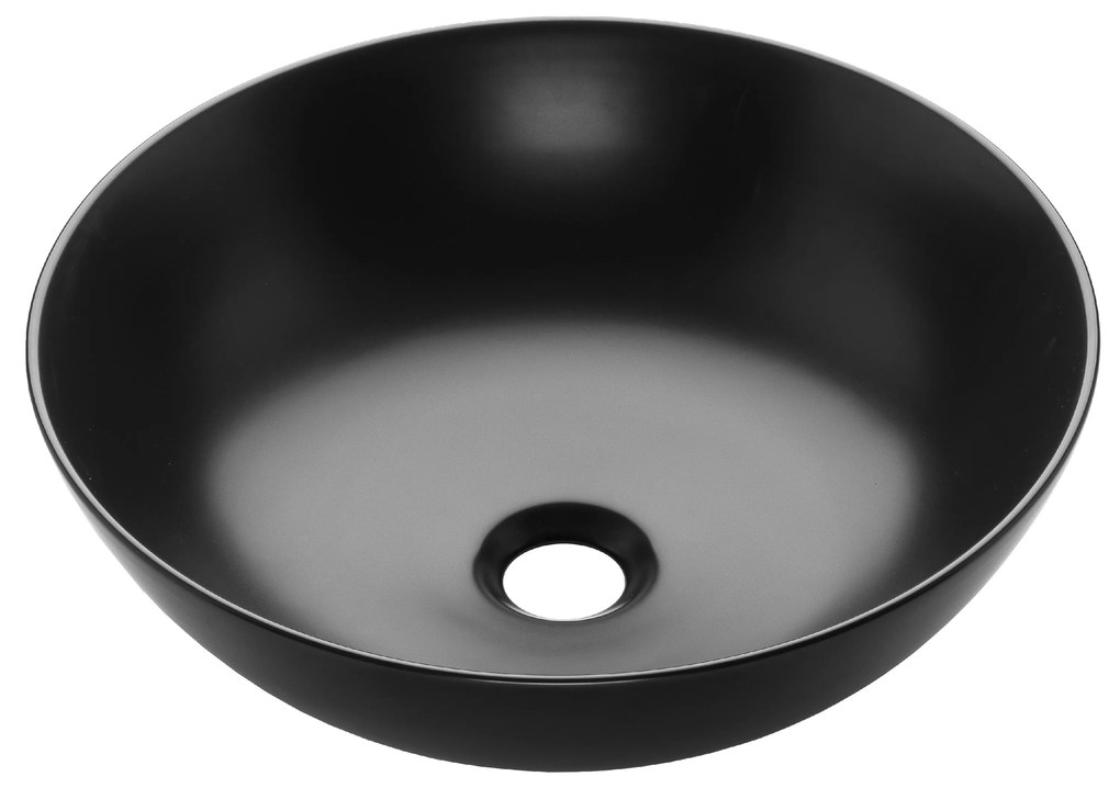 Invena Tinos, keramické umyvadlo na desku 39,5x39,5x13,5 cm, černá matná, INV-CE-43-005-C