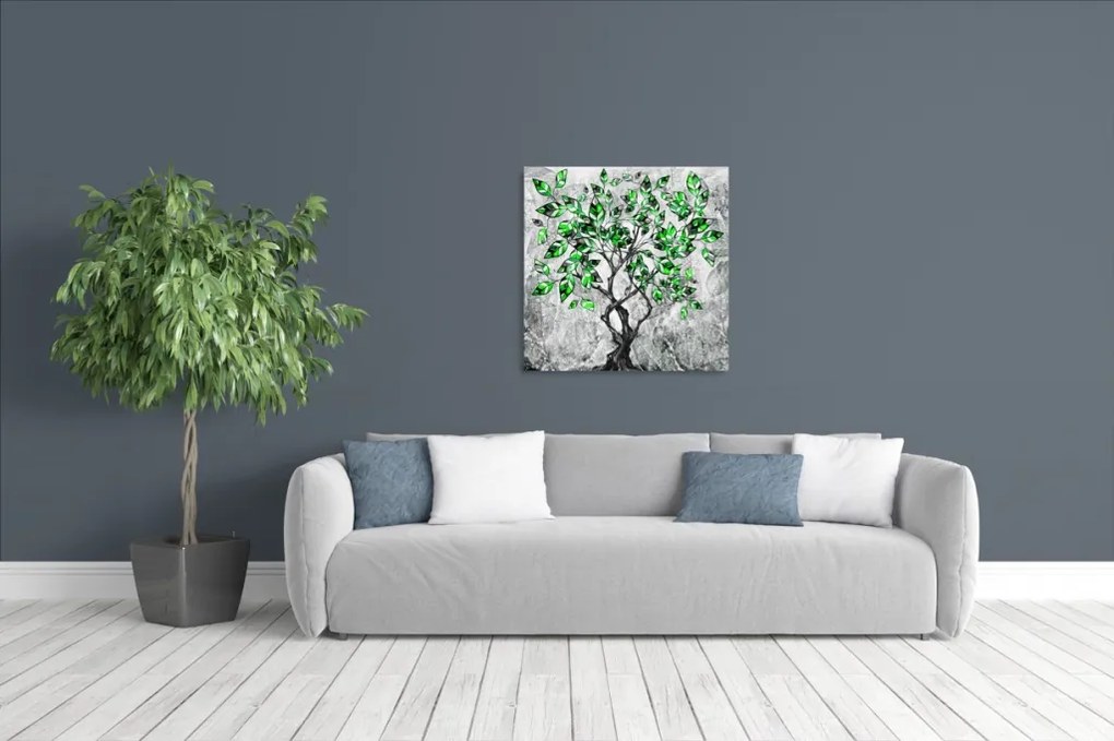 Obraz strom v mozaice Green Velikost (šířka x výška): 70x70 cm