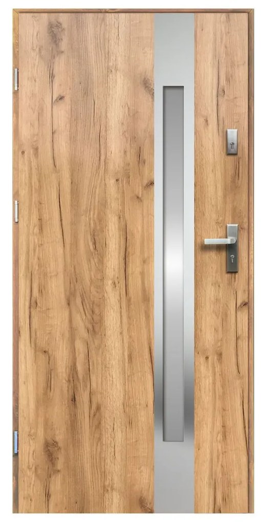 O.K. Doors® Vchodové dveře Hestia, 90 L, rozměr vč. zárubně: 1000 × 2070 mm, ocel, levé, dub Sonoma, prosklené
