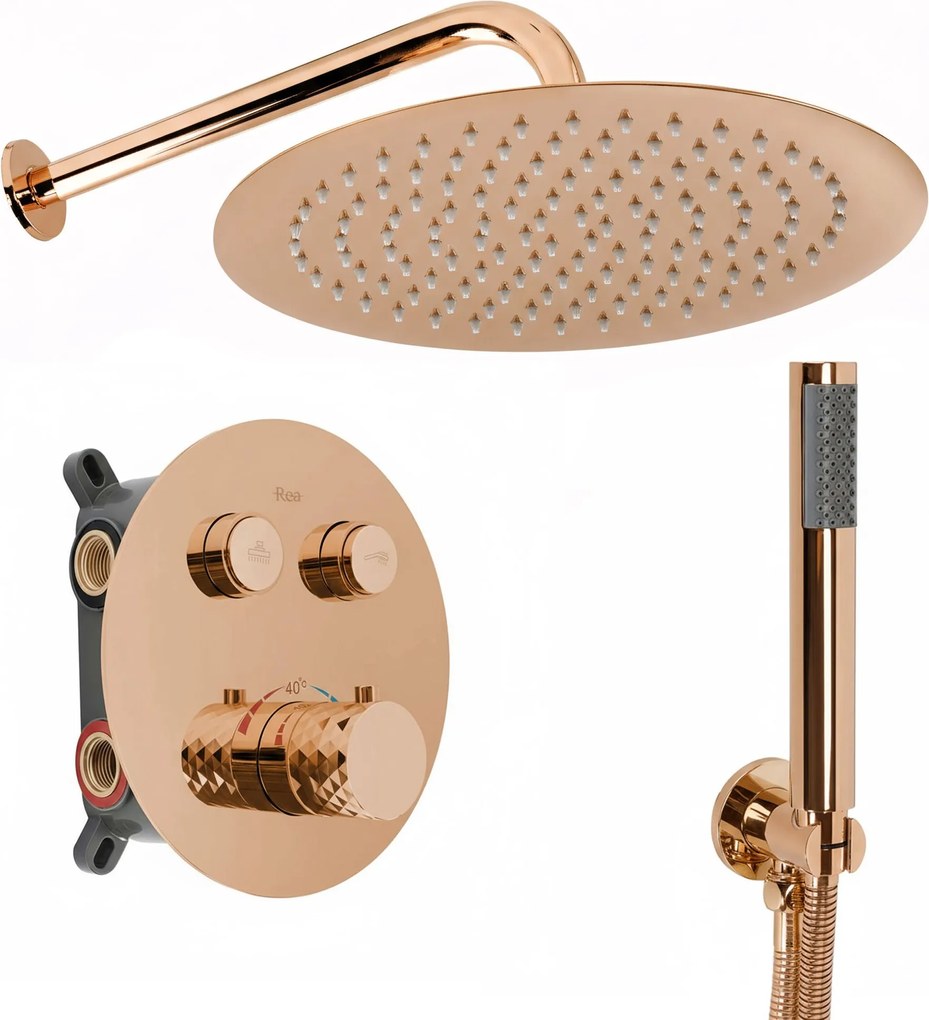 Rea, Podomítková sprchová souprava Rea Lungo Diamond Copper + BOX, REA-P6968