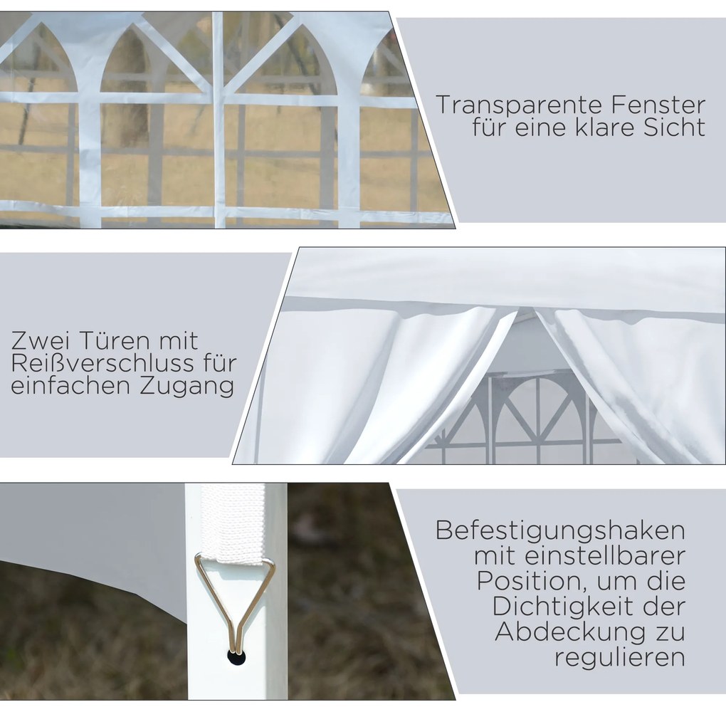 Outsunny Pavilon HOMCOM 3x3 m se 4 bočními stěnami a okny, UV ochrana, včetně přenosné tašky, ocel a tkanina Oxford, bílá | šedá