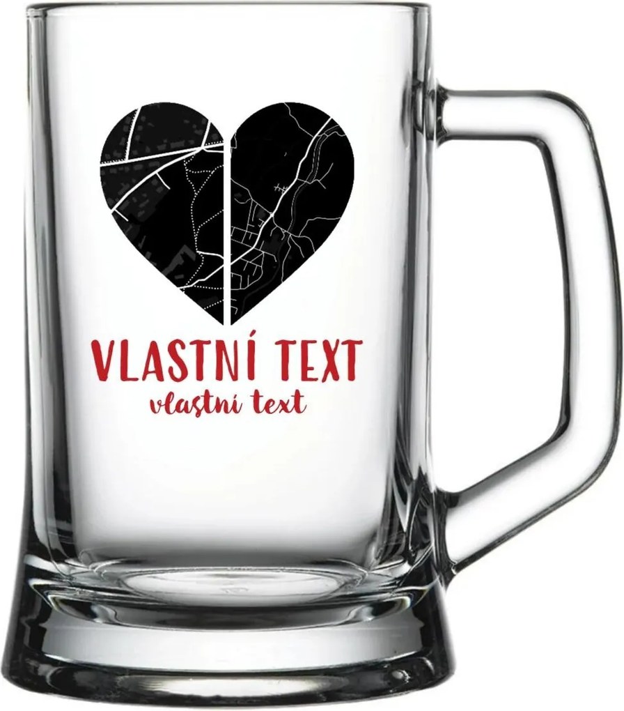 Personalizovaná pivní sklenice - Dvě místa, jedno srdce