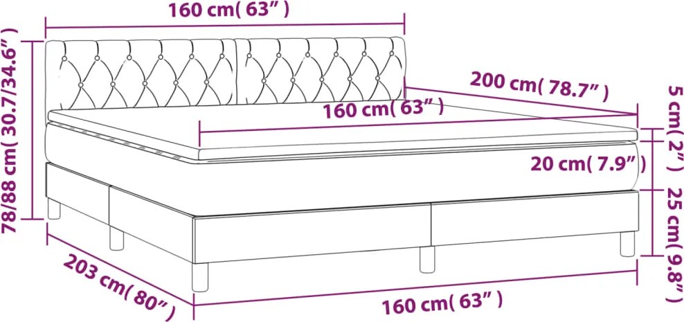 Box spring postel s matrací černá 160x200 cm textil 3140307
