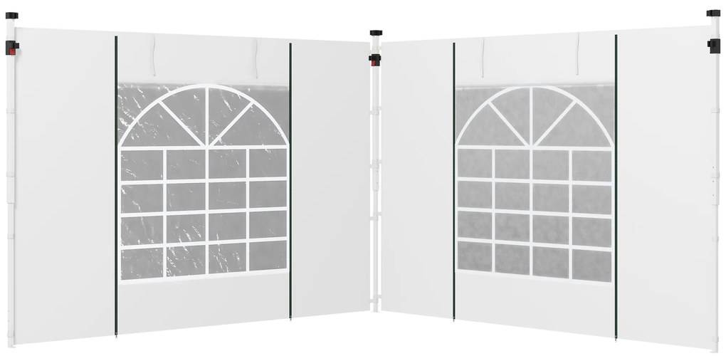 Boční panely altánu Outsunny sada 2 bočních panelů s oknem a dveřmi pro párty stan 3x3/3x6 m, Oxford, bílá| Aosom