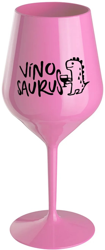 VÍNOSAURUS - světle růžová nerozbitná sklenice na víno 470 ml