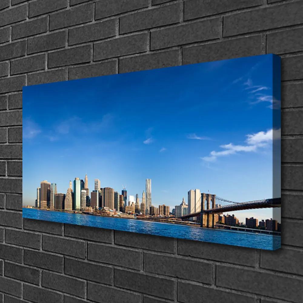 Obraz na plátně Město Most Domy 100x50 cm