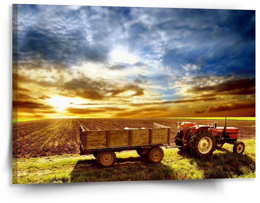 Obraz - Traktor s vlečkou 150x110 cm