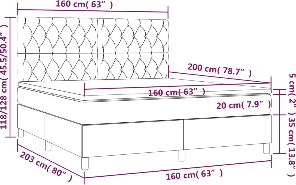 Box spring postel s matrací černá 160x200 cm textil 3142587