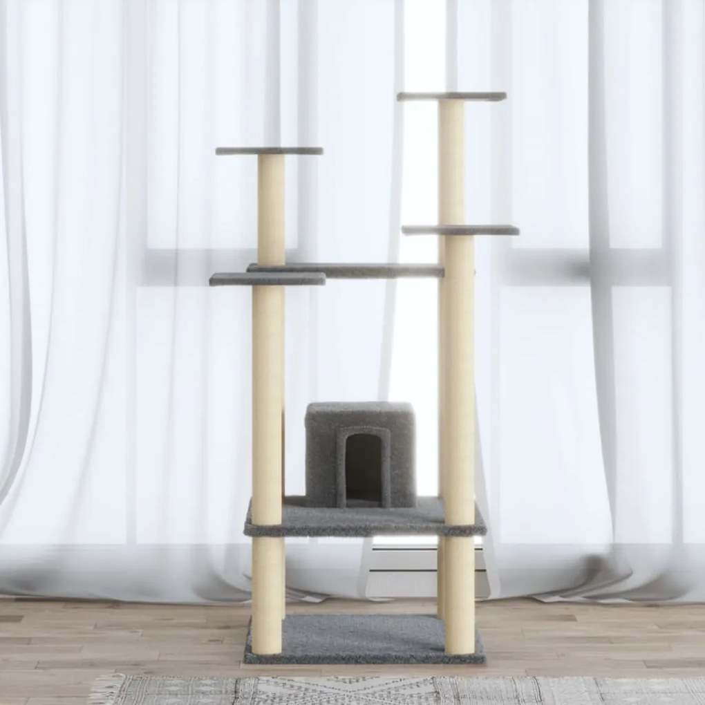 Škrabadlo pro kočky se sisalovými sloupky světle šedé 110 cm 171480