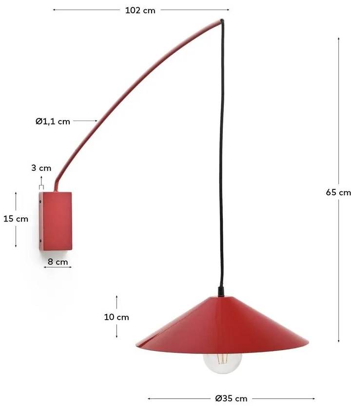 Červené nástěnné svítidlo ø 35 cm Kally – Kave Home