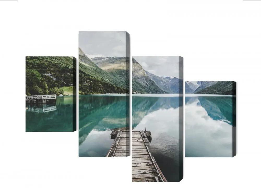 Vícedílný obraz Pohled Na Jezero Lovatnet Nedostatek Nedostatek Plátno Canvas 80x50
