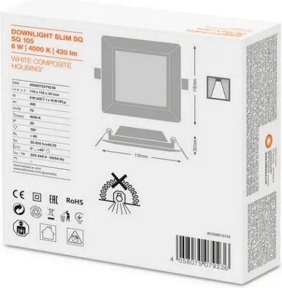 LED podhledové svítidlo LEDVANCE Slim Square 105mm 6W/4000K neutrální bílá
