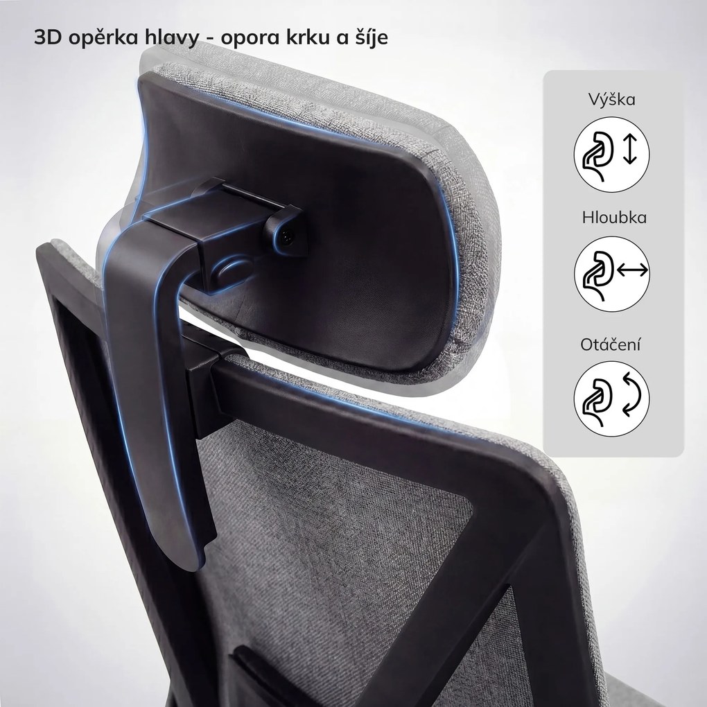 Ergonomická otočná kancelářská židle, šedá: VECTOR