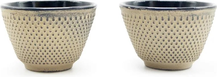 Litinová čajová souprava Xilin, konvice 1,25 l – hnědá, japonský design, se 2 šálky, s nerezovým sítkem