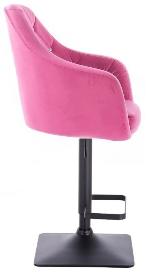 LuxuryForm Barová židle ROMA VELUR na černé podstavě - růžová