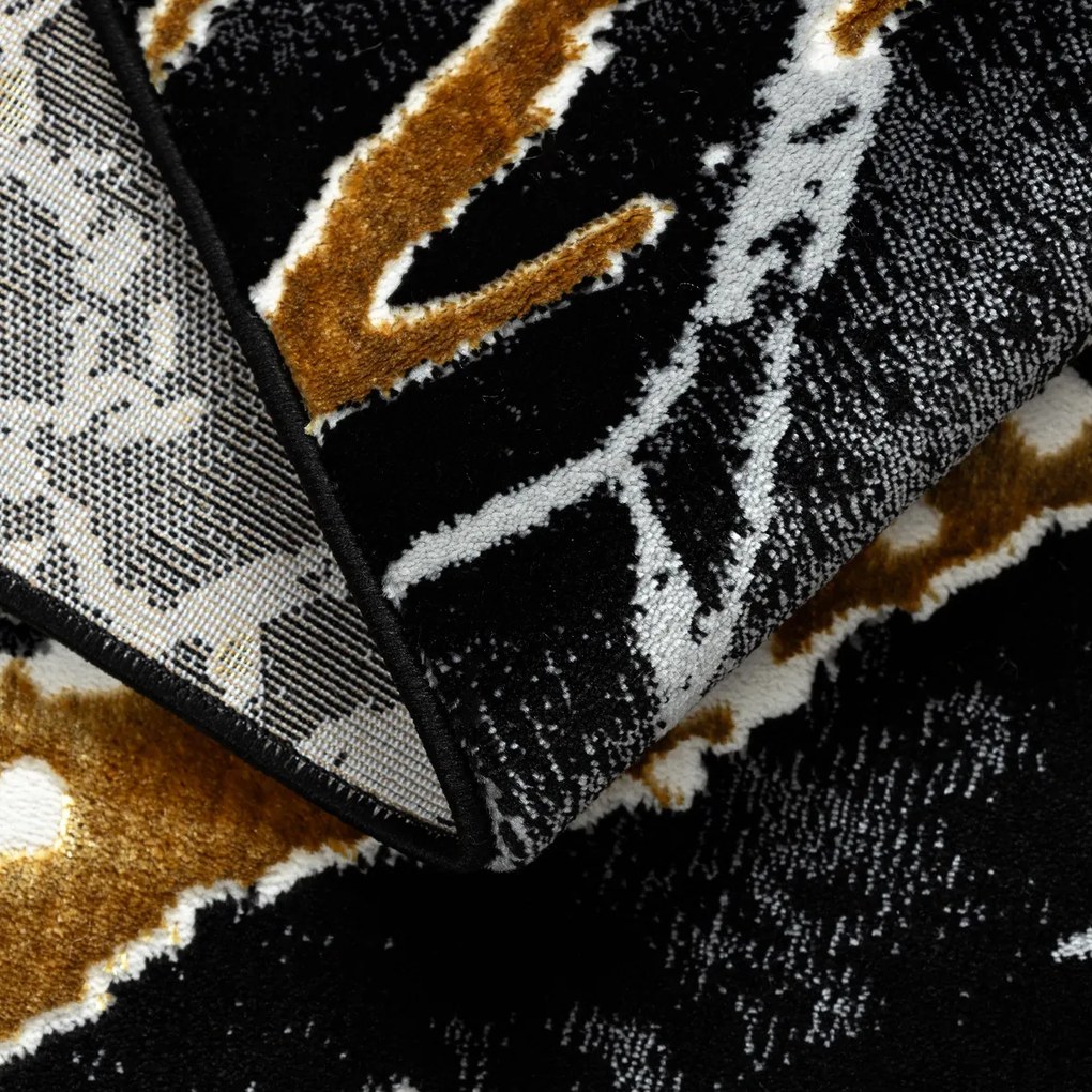 Dywany Łuszczów, Kusový koberec Allure 1963 black/gold, 80x150, černá, kancelář