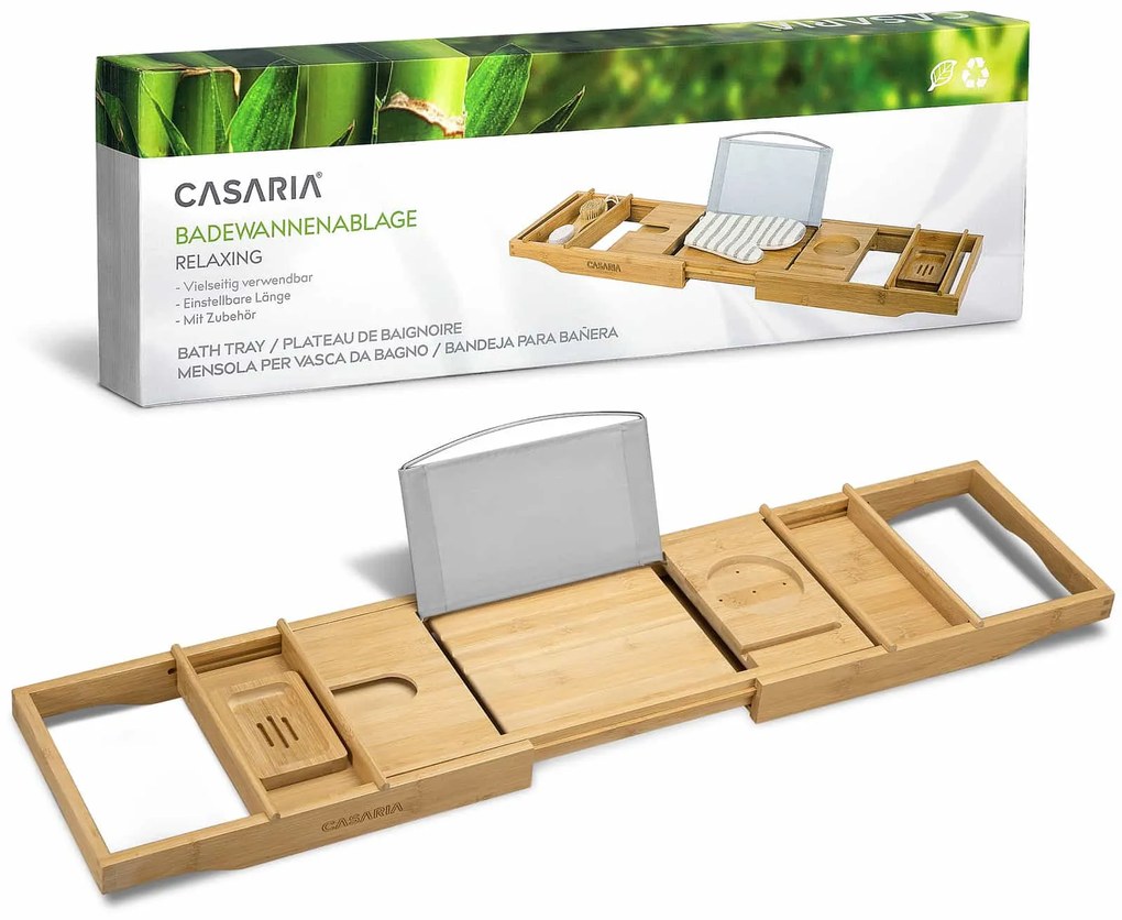 Relaxační polička na vanu bambus 75-109 cm 109257