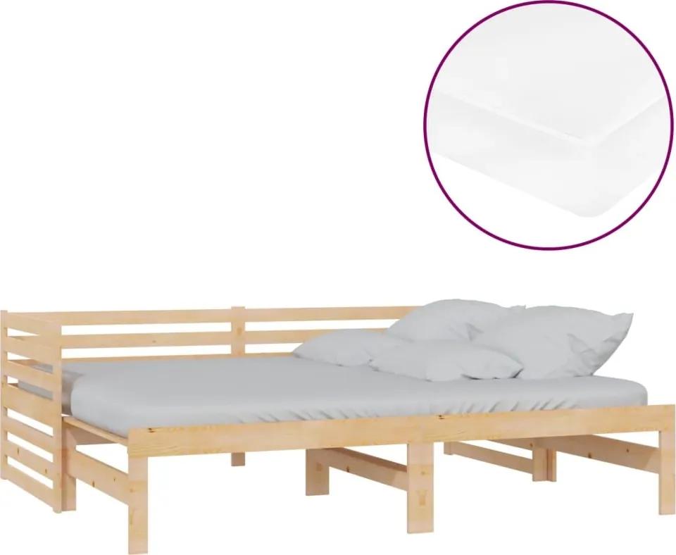 vidaXL Výsuvná denní postel 2 × (90x200 cm) masivní borové dřevo [3083669] Barva: Černá