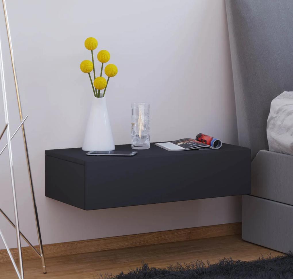 Nástěnný noční stolek Dormas Maxi, černý | BIANO