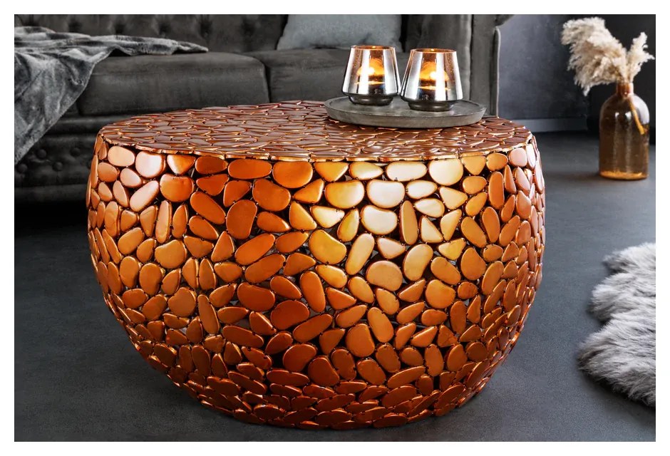 Massive home | Konferenční stolek STONE MOSAIC 72 CM měděný