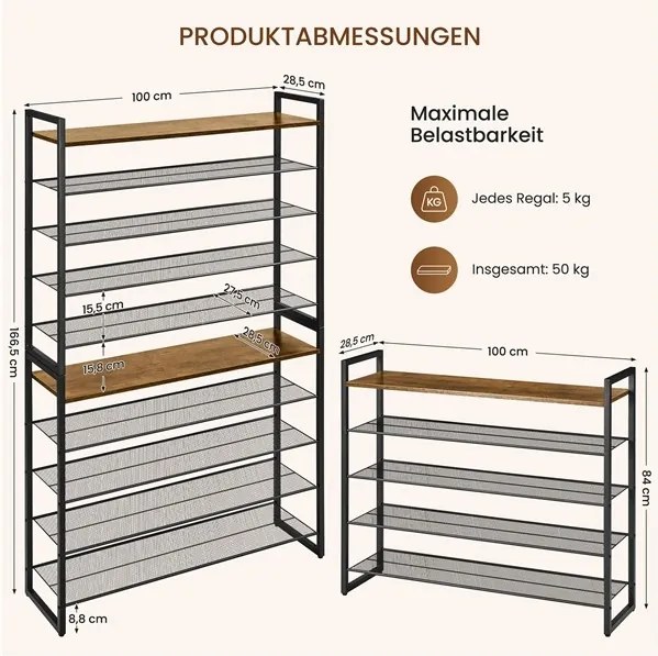 Botník Yaheetech – rustikální hnědá (267631209615)