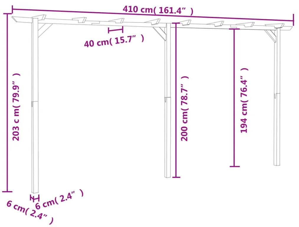vidaXL Marketos Zahradní pergola 410 x 40 x 203 cm dřevo