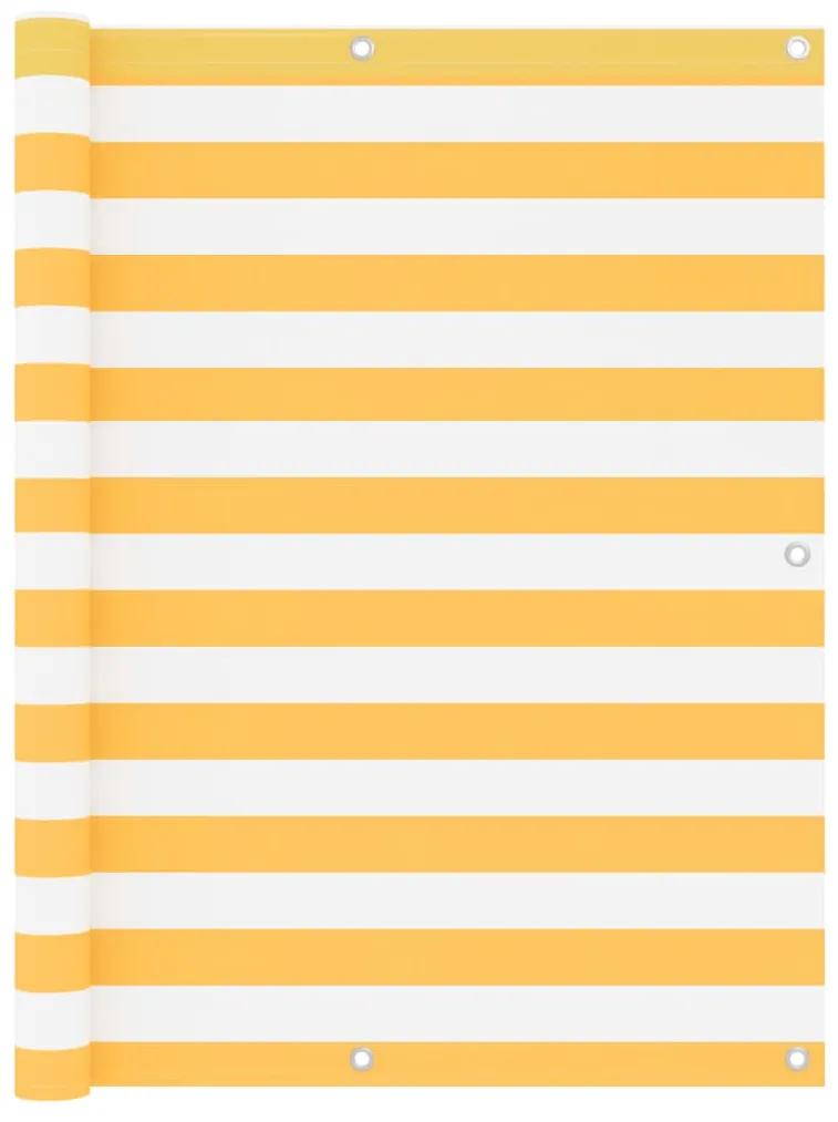 Balkónová zástěna bílo-žlutá 120 x 600 cm oxfordská látka - Default Title