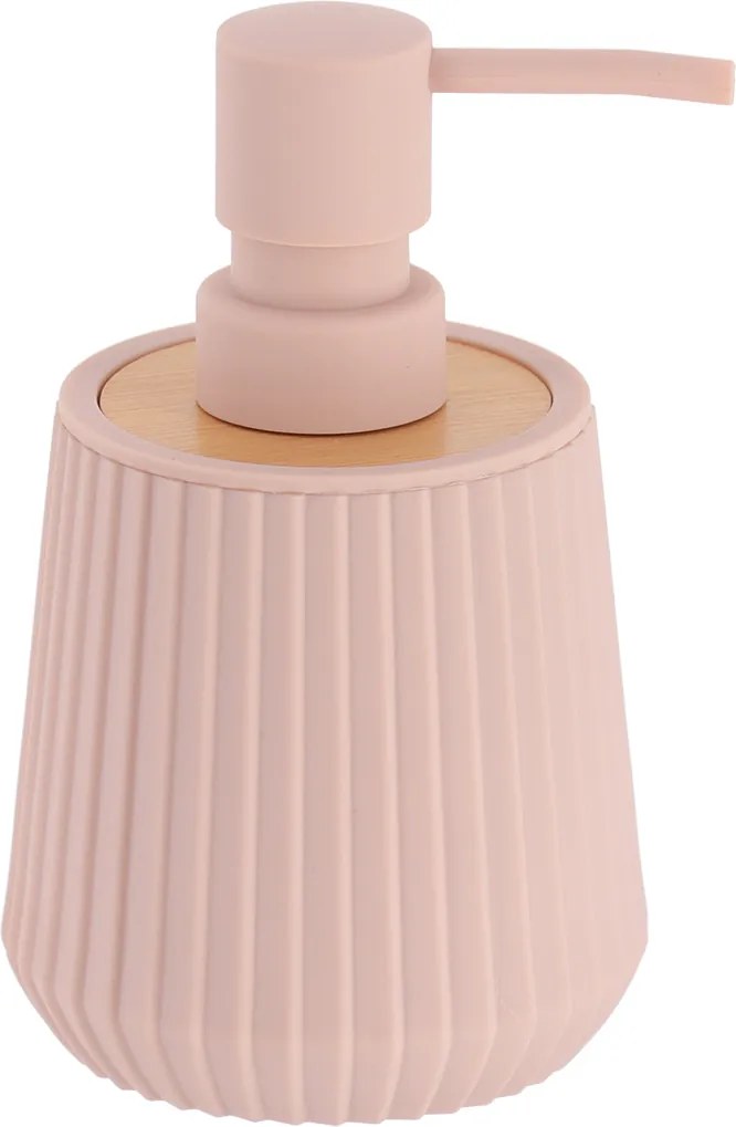 Dávkovač mýdla Roza, růžová/s dřevěnými prvky, 250 ml
