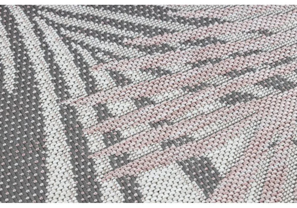 Kusový koberec Palmové listy růžově šedý atyp 70x300cm
