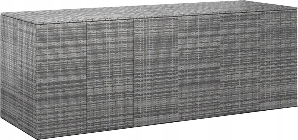 Fionshop 263056433 Zahradní úložný box Pe ratan 291 x 100,5 x 104 cm šedý