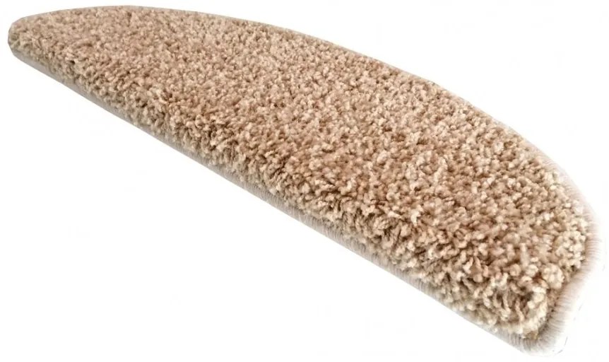 Vopi Nášlapy na schody Color shaggy béžový půlkruh, samolepící - 28x65 půlkruh (rozměr včetně ohybu)