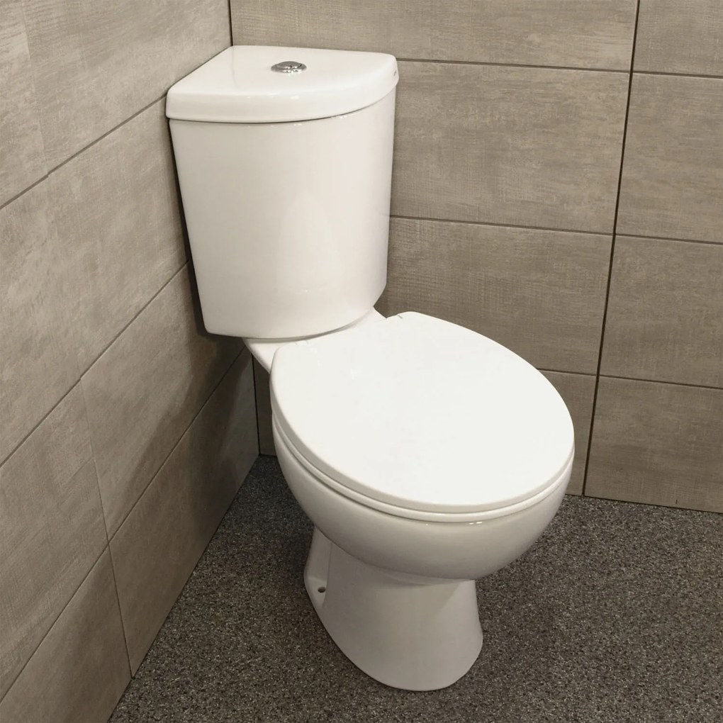 Novoterm Rohové WC kombi NV-Corner KR 61 ZO se zadním odpadem a SoftClose sedátkem