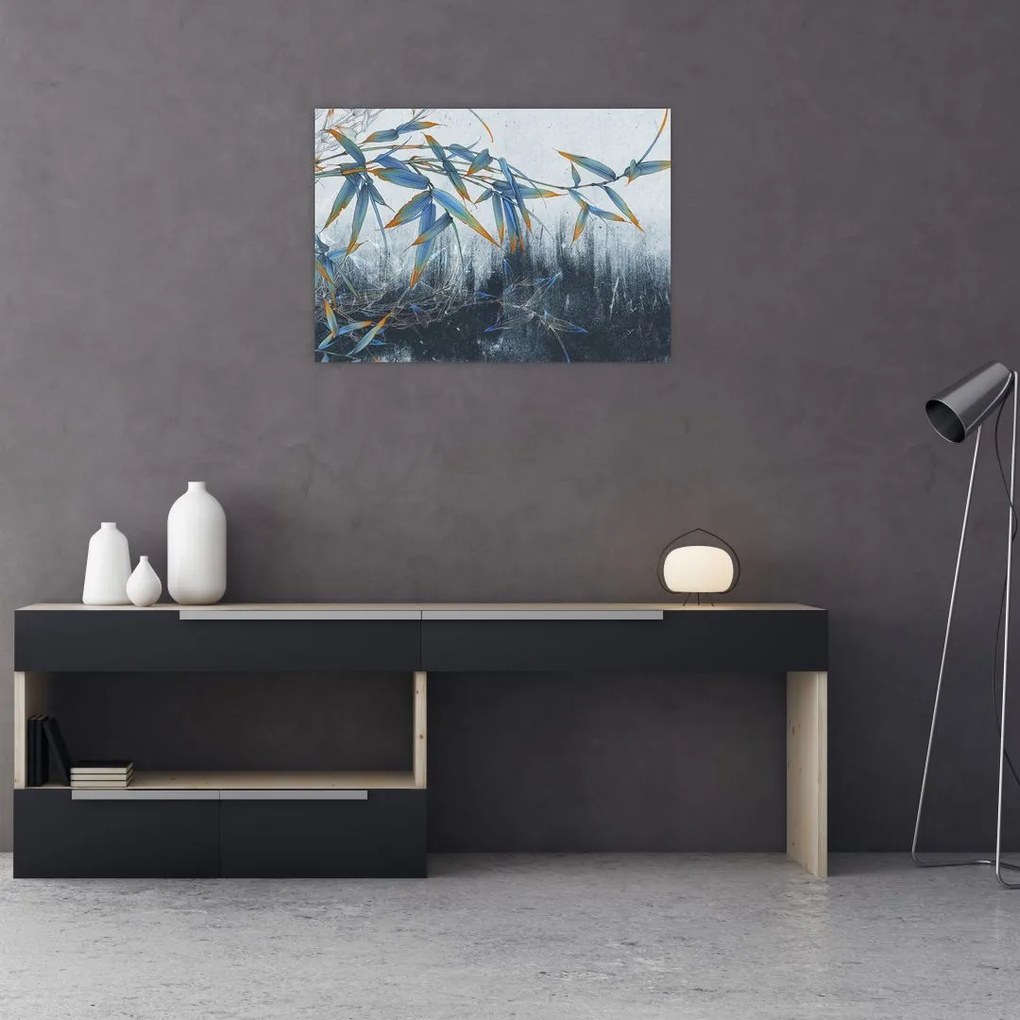 Skleněný obraz - Bambus na zdi (70x50 cm)