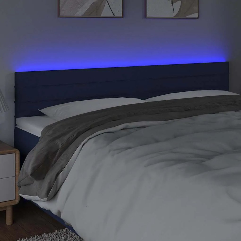 Čelo postele s LED modré 160x5x78/88 cm textil 3121764