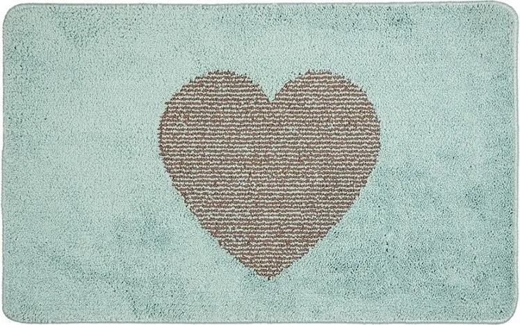 Modrá koupelnová předložka se srdíčkem - 78*48*1 cm