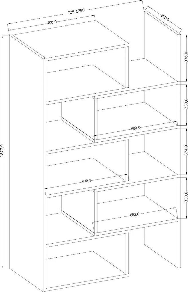 ADRK Furniture Regál KARMELO BS-KAM-188-S