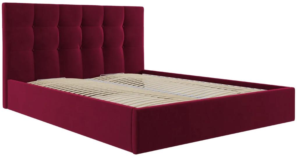 OnaDnes -20% Červená sametová dvoulůžková postel MICADONI Phaedra 140 x 200 cm