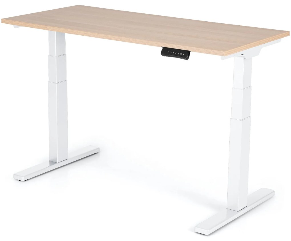 Výškově nastavitelný stůl Liftor 3segmentové nohy premium bílé,   deska 1380 x 650 x 25 mm dub sorano
