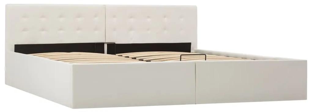 Rám postele zvedací úložný prostor bílý umělá kůže 180 x 200 cm