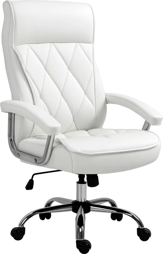Vinsetto Kancelářská židle, ergonomická pracovní židle, nastavitelná otočná židle s houpacím mechanismem, diamantový vzor, umělá kůže, polstrovaná exe