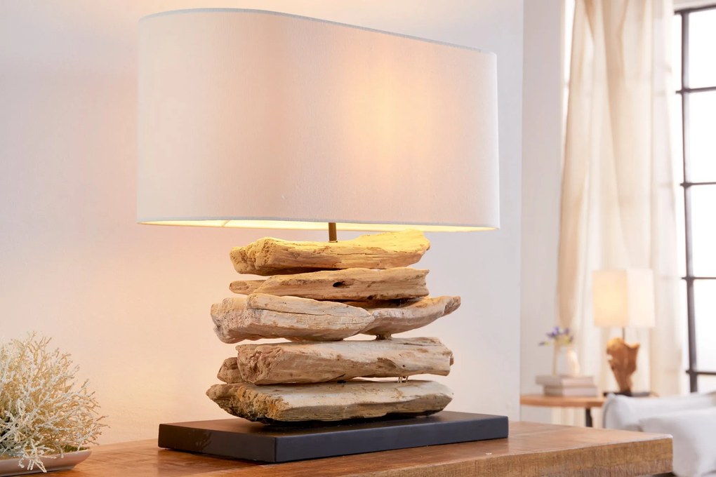Designová dřevěná stolní lampa &ndash; Áres II