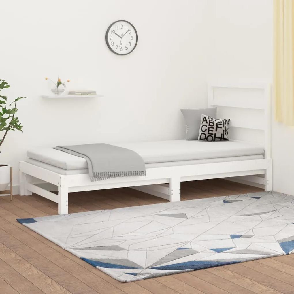Výsuvná postel bílá 2x (90 x 190) cm masivní borovice,  3108313