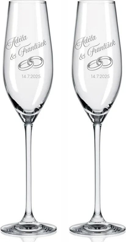 Svatební skleničky na sekt Rings 2 ks