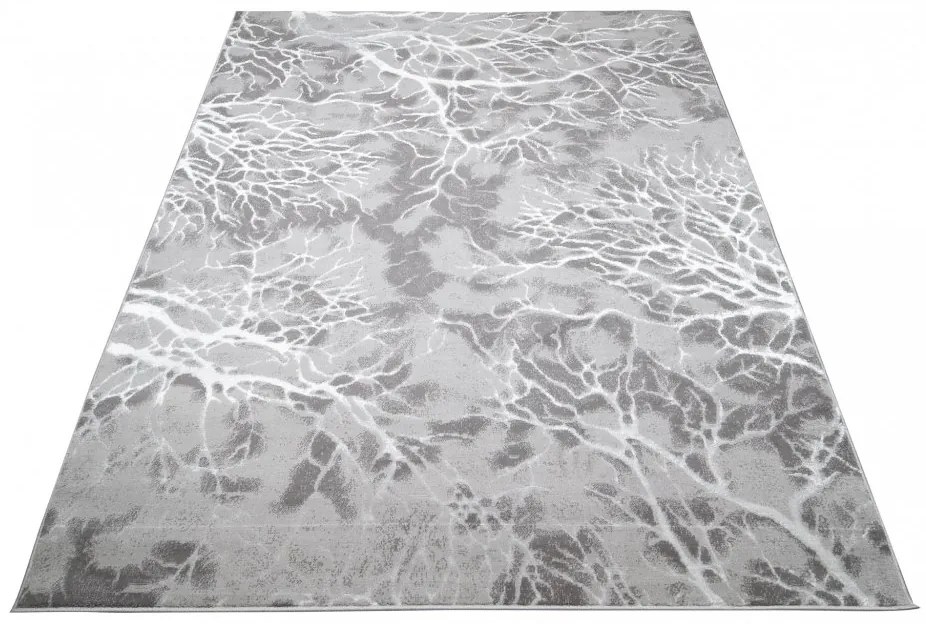 Jednoduchý moderní koberec v šedé barvě s bílým motivem Šířka: 80 cm | Délka: 150 cm