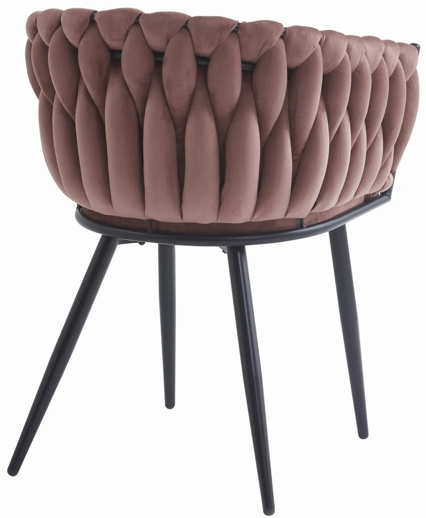 Tmavě růžové jídelní křeslo ORION VELVET s černými nohami