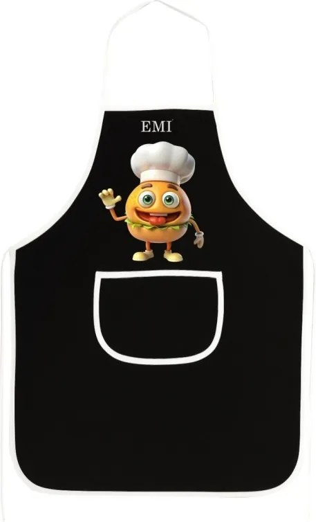 Kuchyňská zástěra Burger EMI, černá