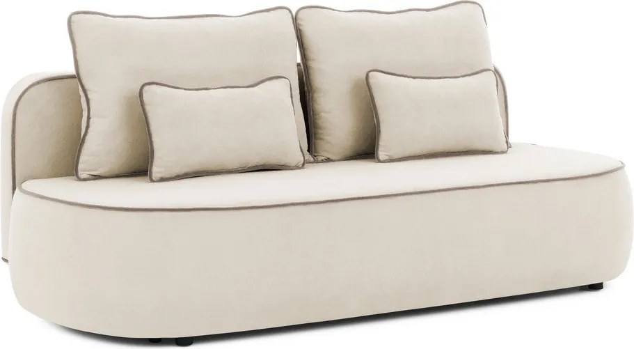 Béžová/taupe sametová rozkládací/s úložným prostorem pohovka 210 cm Saga – Ropez