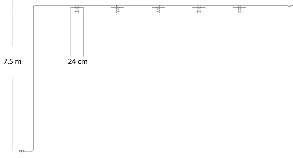 creative cables Světelný řetěz LUMET 'maioliche', textilní kabel od 7,5m délky, 5x objímky a stínidla, háček a zástrčka Barva: Černo-bílá