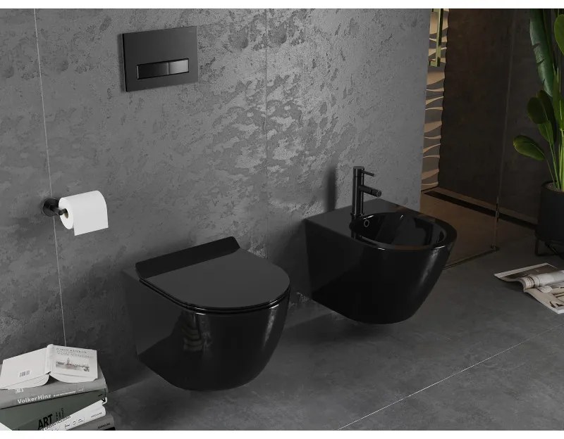 Mexen Lena Rimless závěsné WC se sedátkem s pomalým zavíráním, černá - 30224070