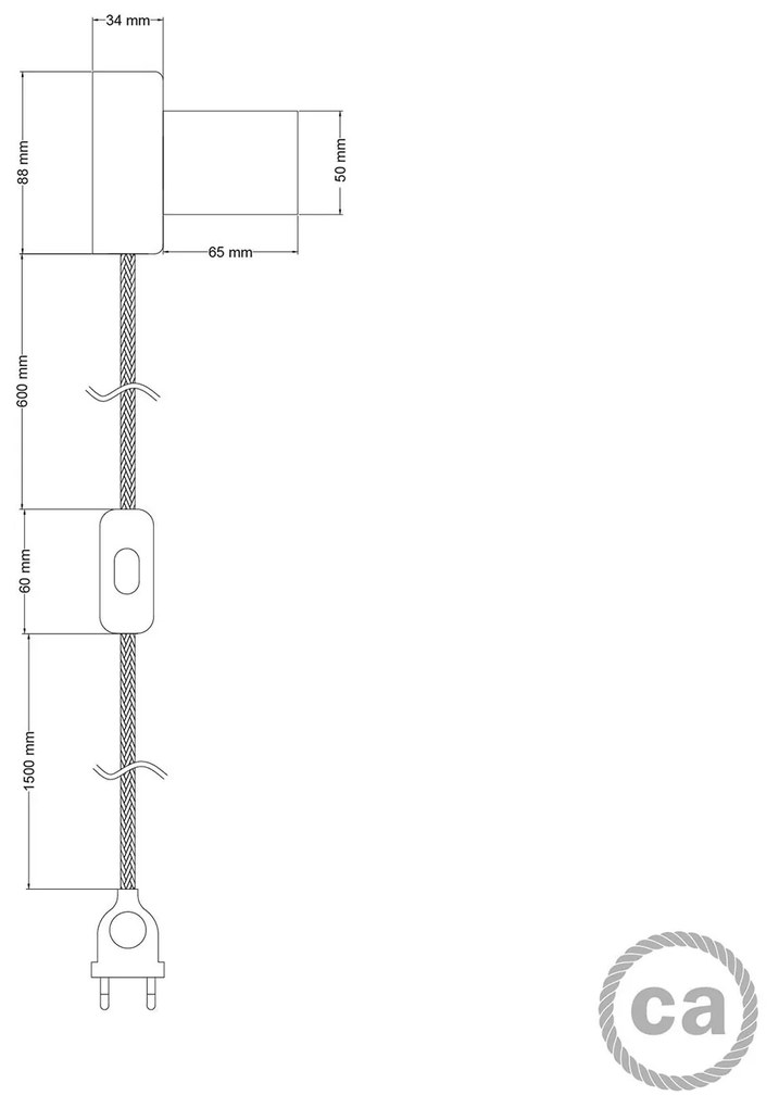 creative cables Spostaluce, nástěnná dřevěná lampa s vypínačem a zástrčkou Barva: Neutrální-Rd72